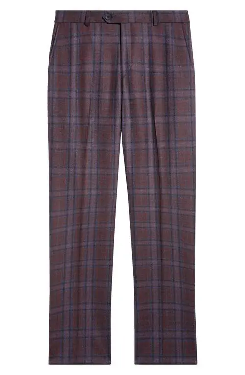 Berle Windowpane Check Merino Wool Dress Pants