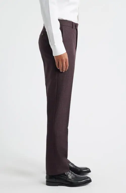 Berle Tick Weave Windowpane Check Virgin Wool Dress Pants