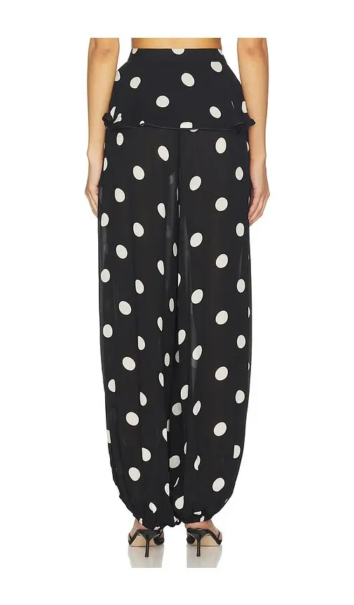 ADRIANA DEGREAS Polka Dot Peplum Pants - Black
