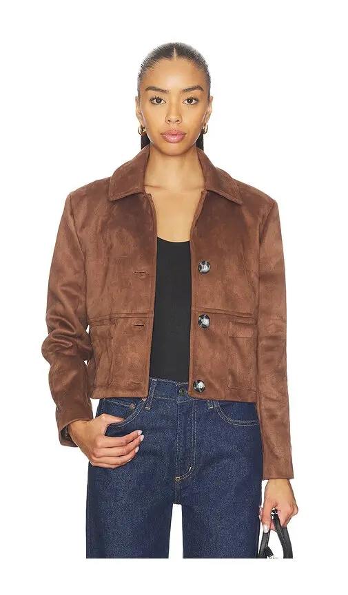 MILKWHITE Cropped Faux Leather Jacket