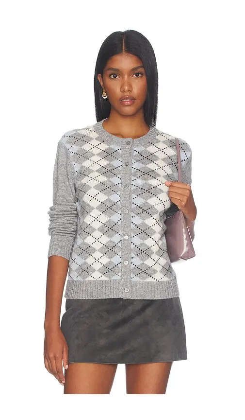 GUIZIO June Cardigan - Blue Argyle