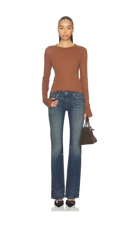 Enza Costa Cashmere Blend Crewneck Top - Nutmeg