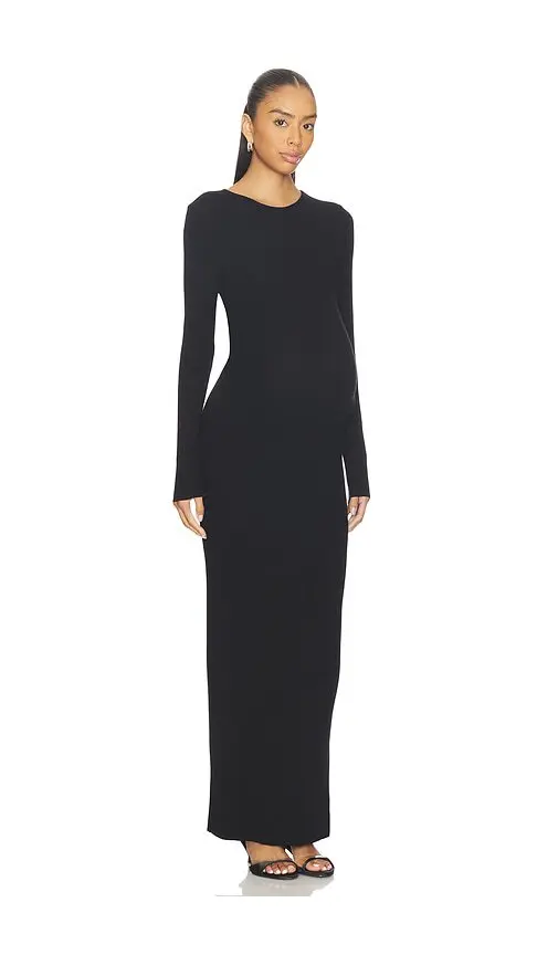 BUMPSUIT Soft Rib Maxi Dress With Long Sleeves - Black