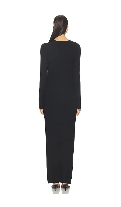 BUMPSUIT Soft Rib Maxi Dress With Long Sleeves - Black
