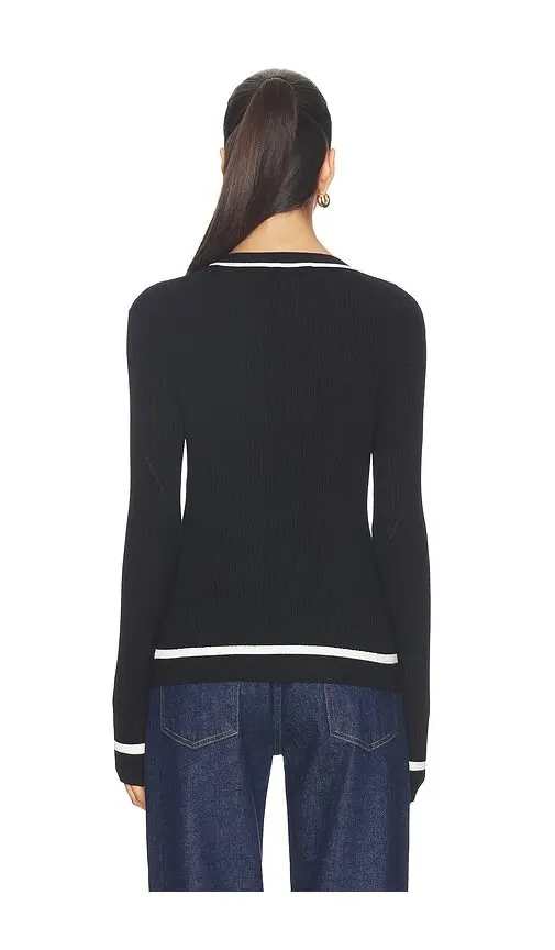 Rag & Bone Kassy Rib Henley Top - Black