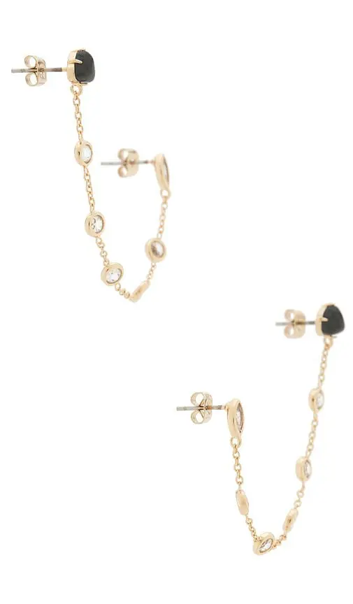 Ettika Black Stone Earrings - Black Stone & Gold