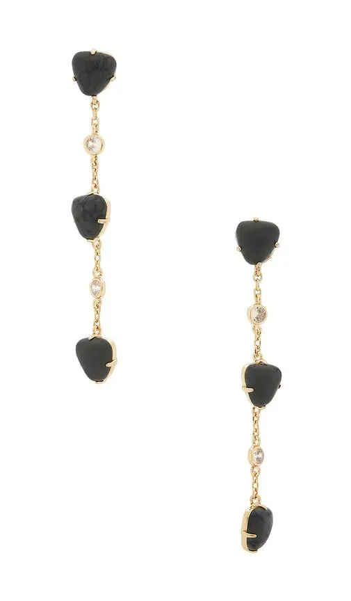 Ettika Solstice Dangle Earrings - Black Stone & Gold