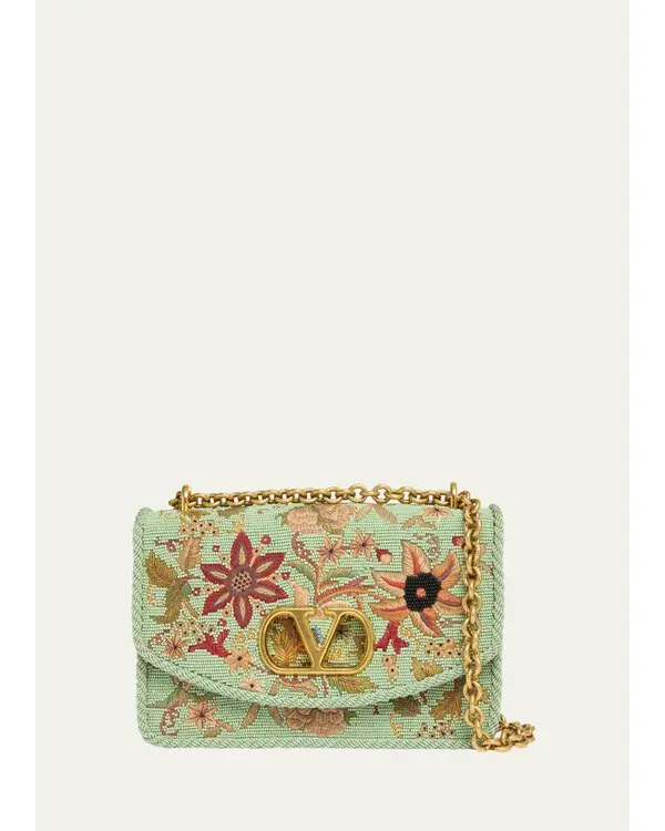 Valentino Garavani Beaded Floral-embroidered Shoulder Bag - Multi
