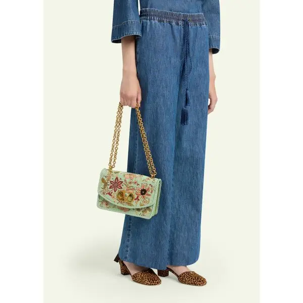 Valentino Garavani Beaded Floral-embroidered Shoulder Bag - Multi