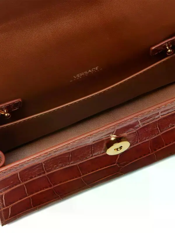 Versace Small Croc-effect Tote Bag With Medusa '95 Hardware