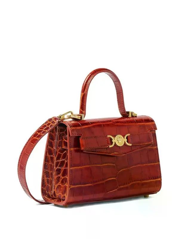 Versace Small Croc-effect Tote Bag With Medusa '95 Hardware
