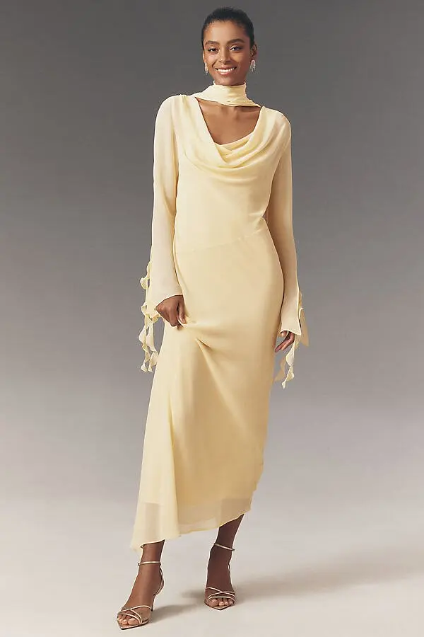 DE LA VALI Cristobal Cowl-neck Maxi Dress