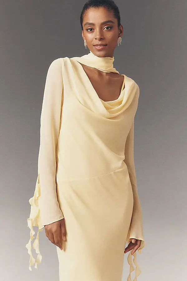 DE LA VALI Cristobal Cowl-neck Maxi Dress
