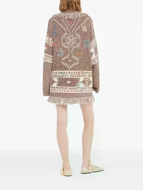 Alanui Fringed Patterned Cardigan Coat