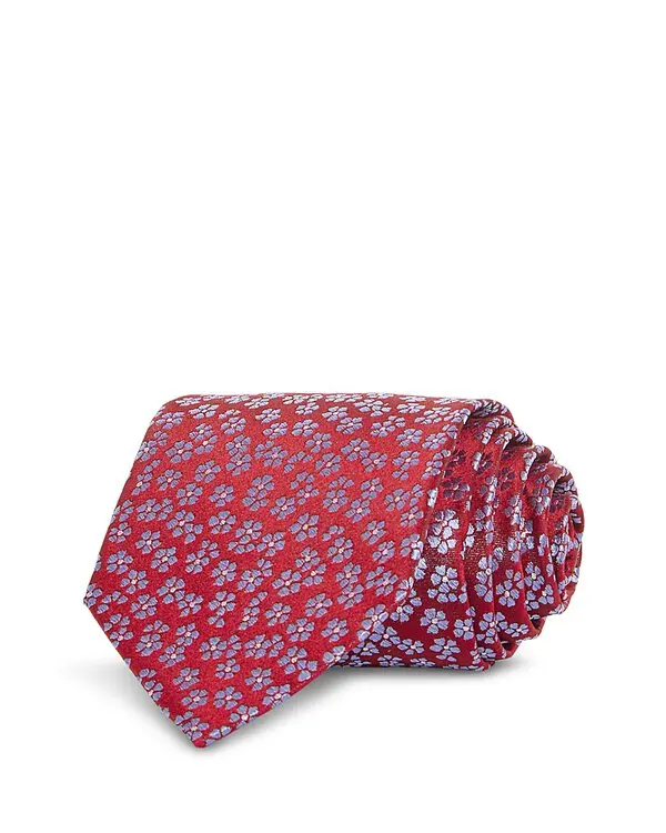 Bloomingdale'S Floral Silk Neck Tie - Red