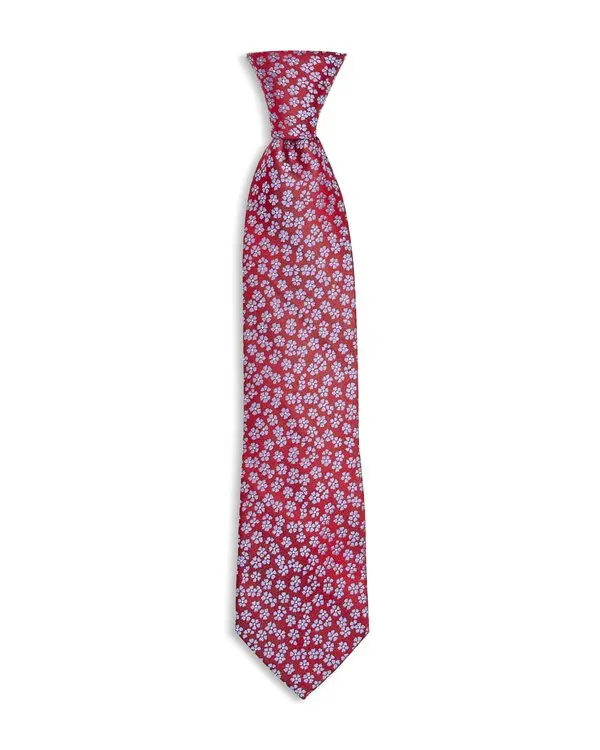 Bloomingdale'S Floral Silk Neck Tie - Red