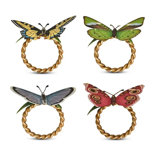 JULISKA Meadow Walk Butterfly Napkin Rings, Set Of 4