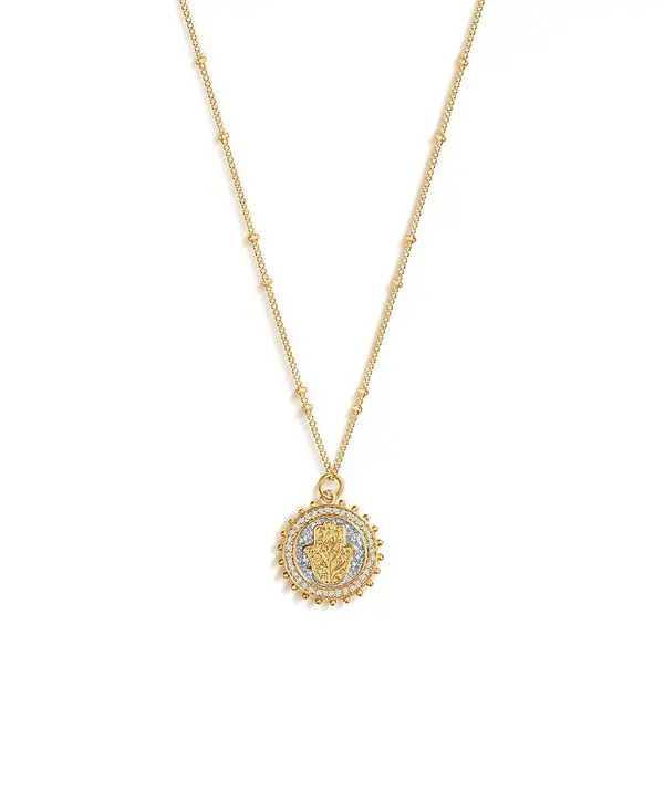 KARMA AND LUCK Plated Hamsa Medallion Necklace - Gold