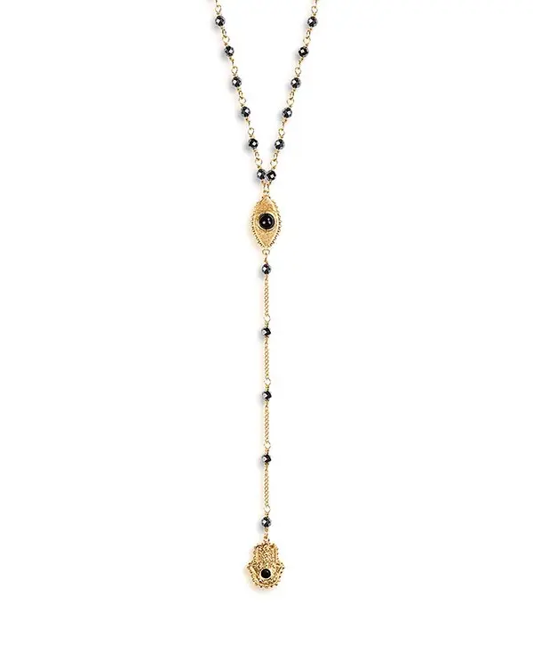 KARMA AND LUCK Spiritual Resilience Gold Plated Rosary Necklace - Gold/grey