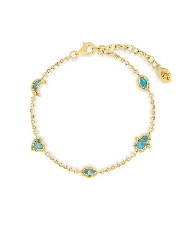 KARMA AND LUCK Multi-symbol Turquoise Bracelet - Gold/turquoise