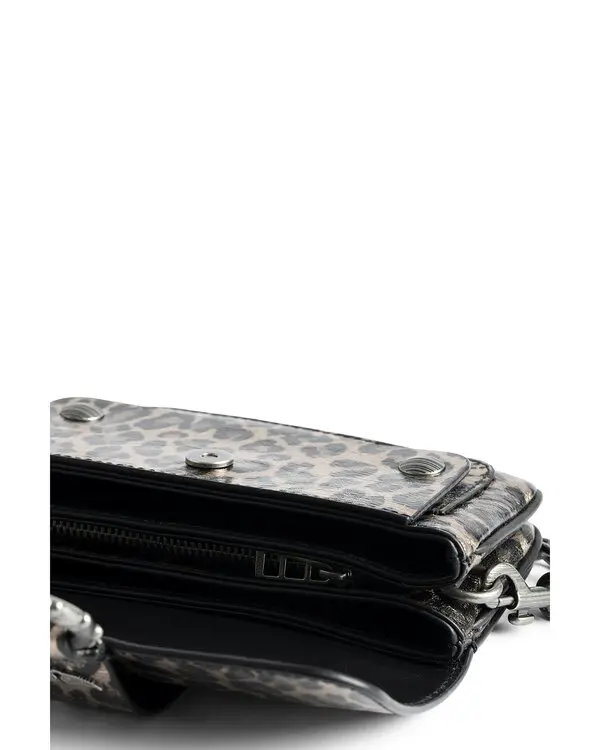 Zadig&Voltaire X Kate Moss Metallic Leopard Print Leather Chain Wallet
