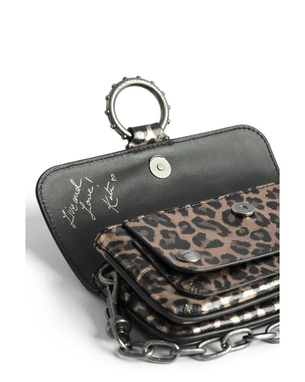 Zadig&Voltaire X Kate Moss Metallic Leopard Print Leather Chain Wallet