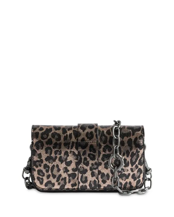 Zadig&Voltaire X Kate Moss Metallic Leopard Print Leather Chain Wallet - Silver
