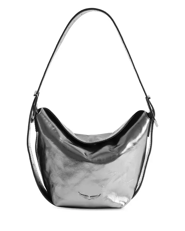Zadig&Voltaire Baby Jane Vintage Metallic Leather Convertible Crossbody - Gun