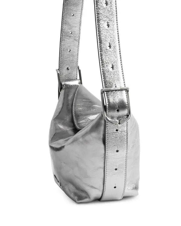 Zadig&Voltaire Baby Jane Vintage Metallic Leather Convertible Crossbody - Gun
