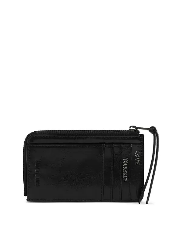 Zadig&Voltaire Zv Studded Vintage Patent Leather Card Holder - Black