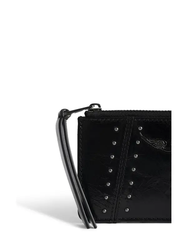 Zadig&Voltaire Zv Studded Vintage Patent Leather Card Holder