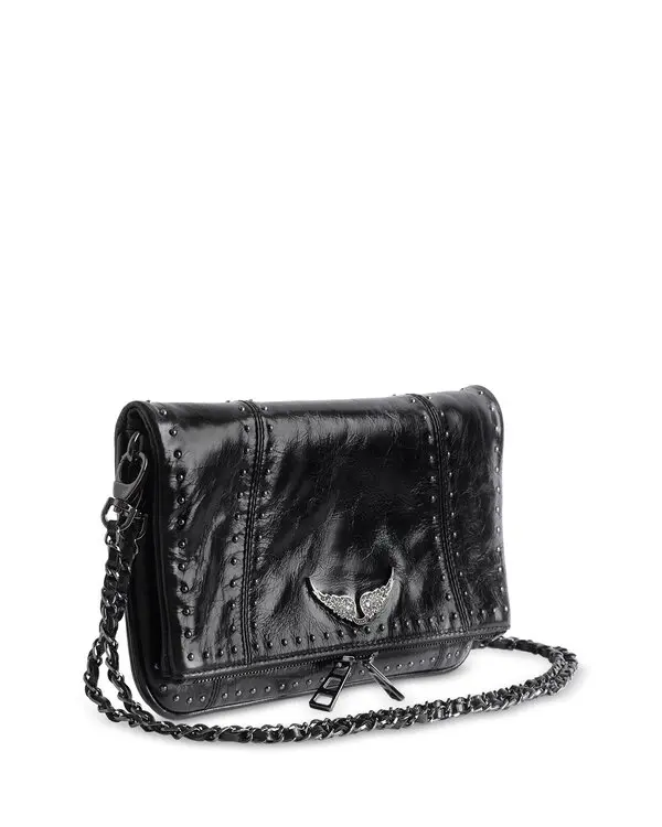 Zadig&Voltaire Rock Studded Vintage Patent Leather Clutch - Black