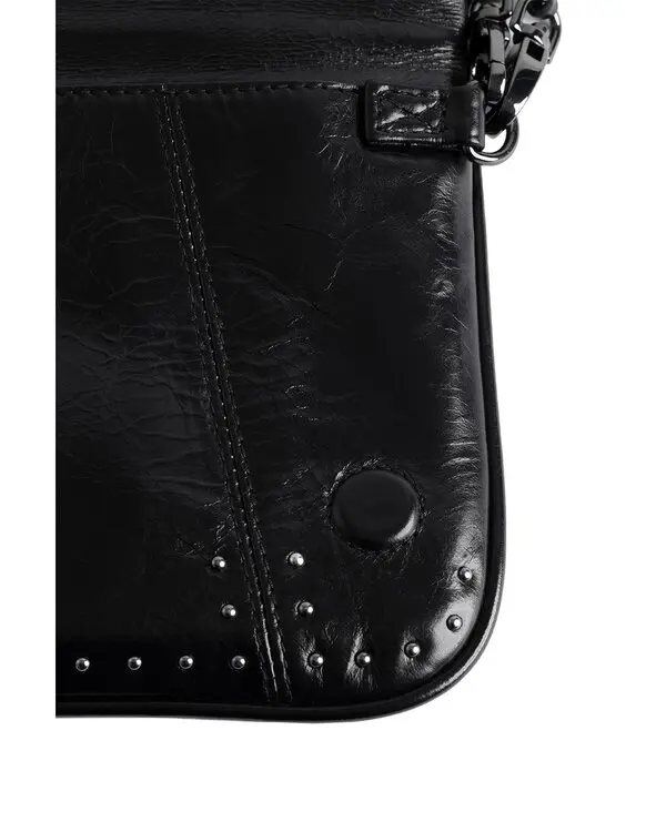 Zadig&Voltaire Rock Studded Vintage Patent Leather Clutch - Black