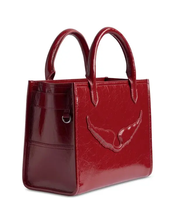 Zadig&Voltaire Angel Xs Crinkled Patent Leather Tote - Power