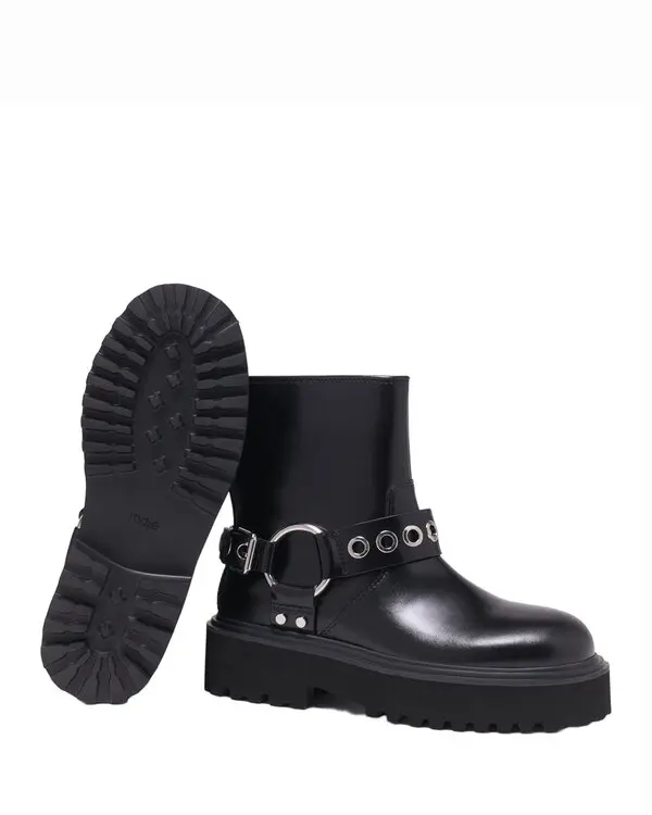 Maje Leather Biker Boots