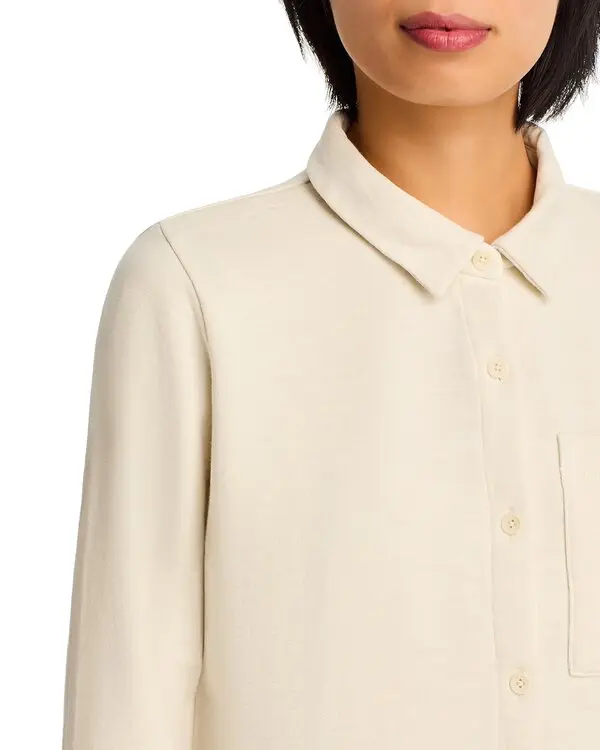 Eileen Fisher Garment Dyed Terry Classic Collar Shirt - Bone