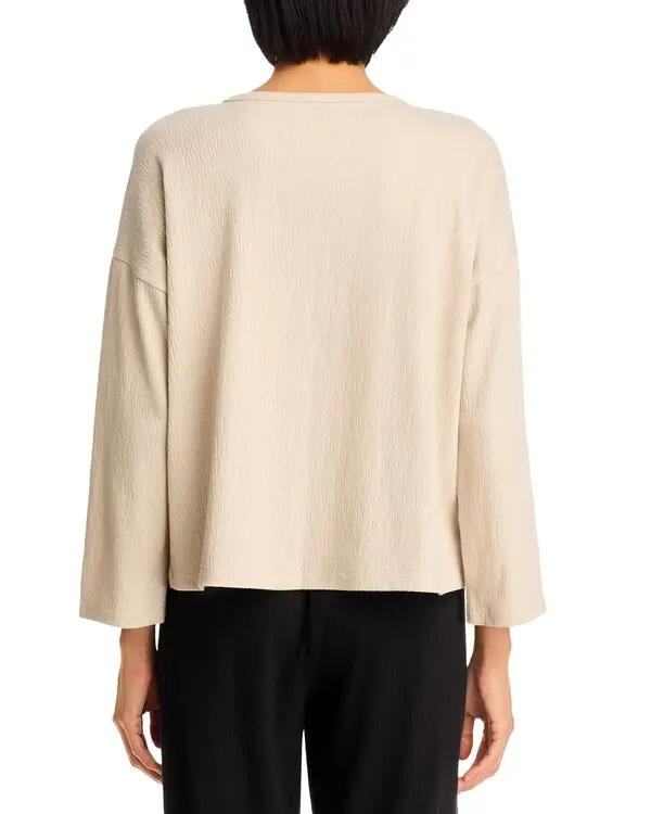 Eileen Fisher Crinkled Jersey Bracelet Sleeve Top