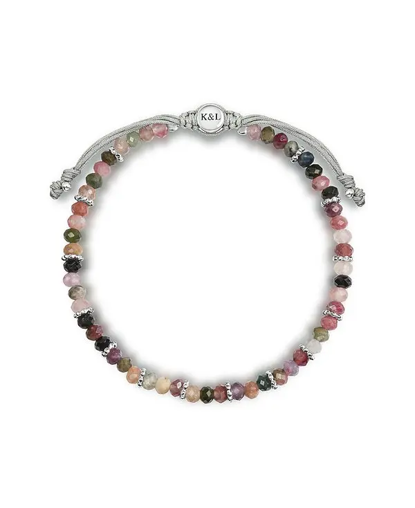 KARMA AND LUCK Tourmaline Macrame Bracelet - Multicolor/silver