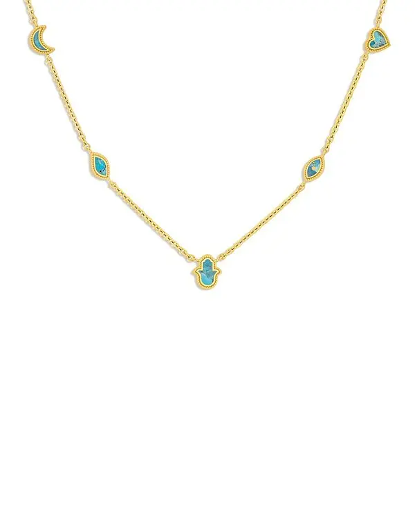 KARMA AND LUCK Peaceful Intentions Turquoise Multi-symbol Necklace - Gold/turquoise