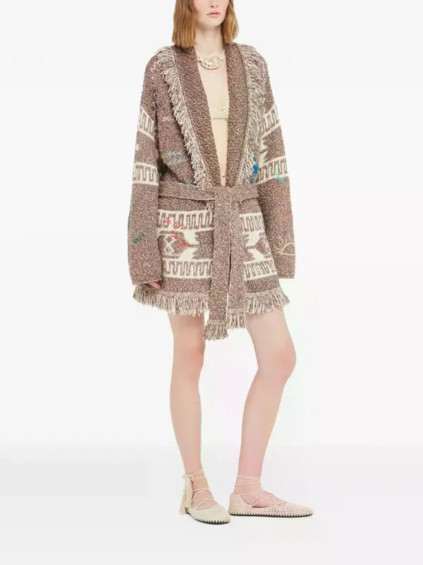 Alanui Patterned Cardigan-coat With Fringed Trim