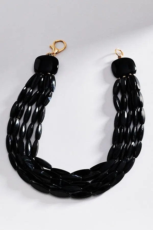 Anthropologie Chunky Layered Beaded Necklace - Black
