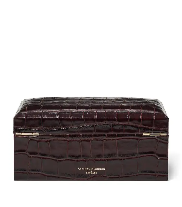 ASPINAL OF LONDON Leather Croc-embossed 3-piece Watch Box