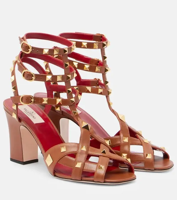 Valentino Garavani Studded Leather Sandals - Brown