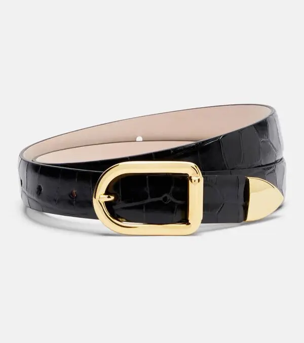 DEHANCHE Déhanche Mija Croc-effect Leather Belt - Black