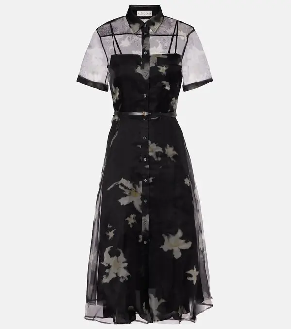 Altuzarra Kiera Floral Silk Midi Dress - Black