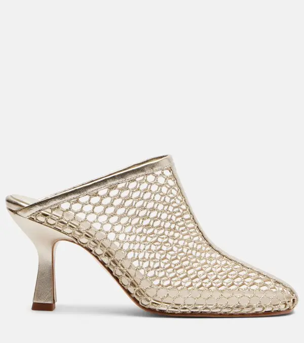 SOULIERS MARTINEZ Giulia Leather-trimmed Mules
