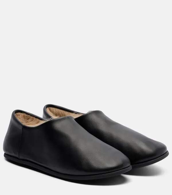 CHRISTEN Leather Slip-on Shoes - Black