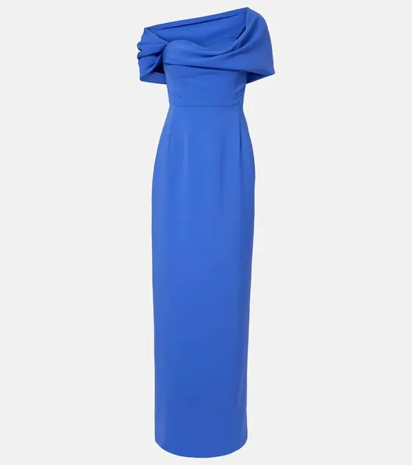 Carolina Herrera Draped Off-shoulder Crêpe Gown - Blue