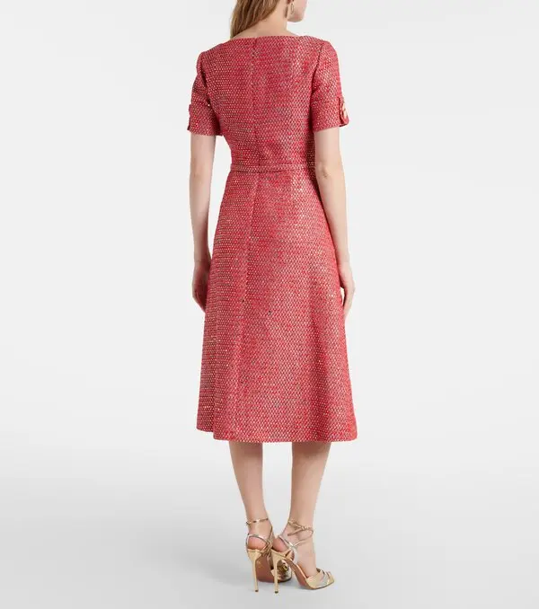 Carolina Herrera Cotton-blend Lamé Tweed Midi Dress - Multicoloured