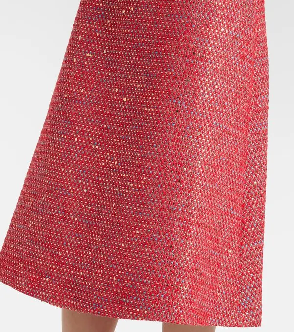 Carolina Herrera Cotton-blend Lamé Tweed Midi Dress - Multicoloured